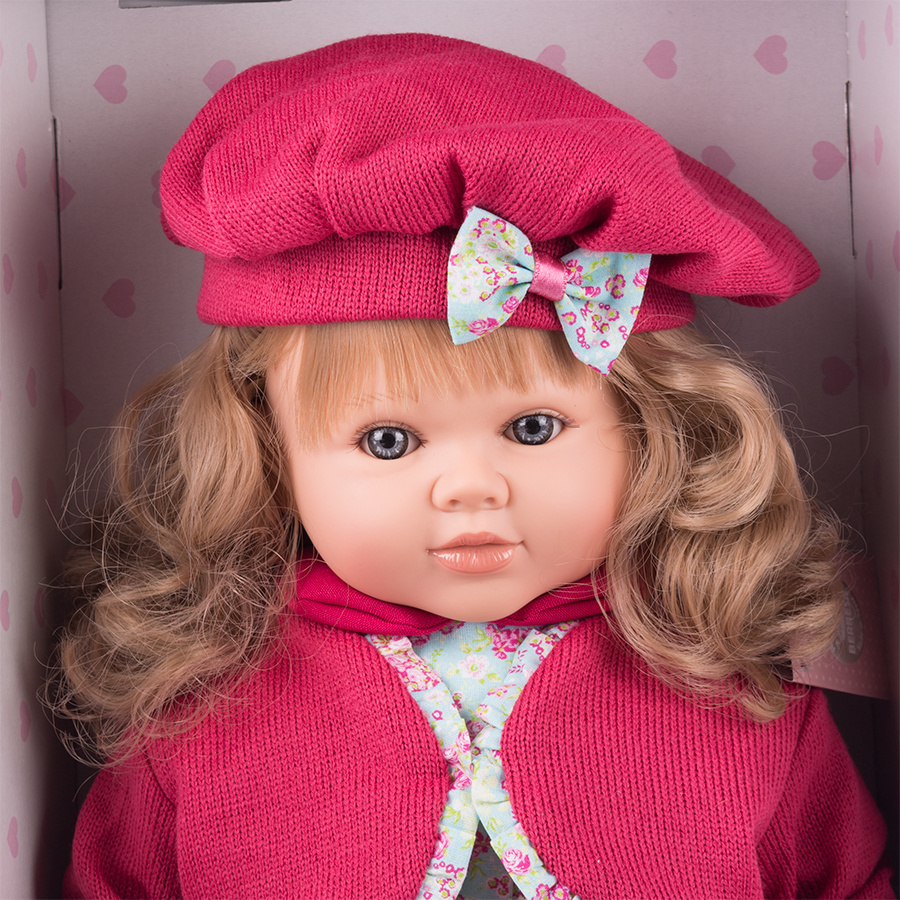 Lalka hiszpańska dziewczynka w berecie stojąca Carla 52 cm mówiąca i ...